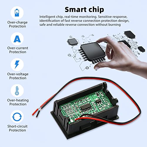 CenryKay 6PCS 2 Wire Green DC 4.5-30V 0.56" LED Panel Digital Display Voltage Meter Mini DC Digital Voltmeter