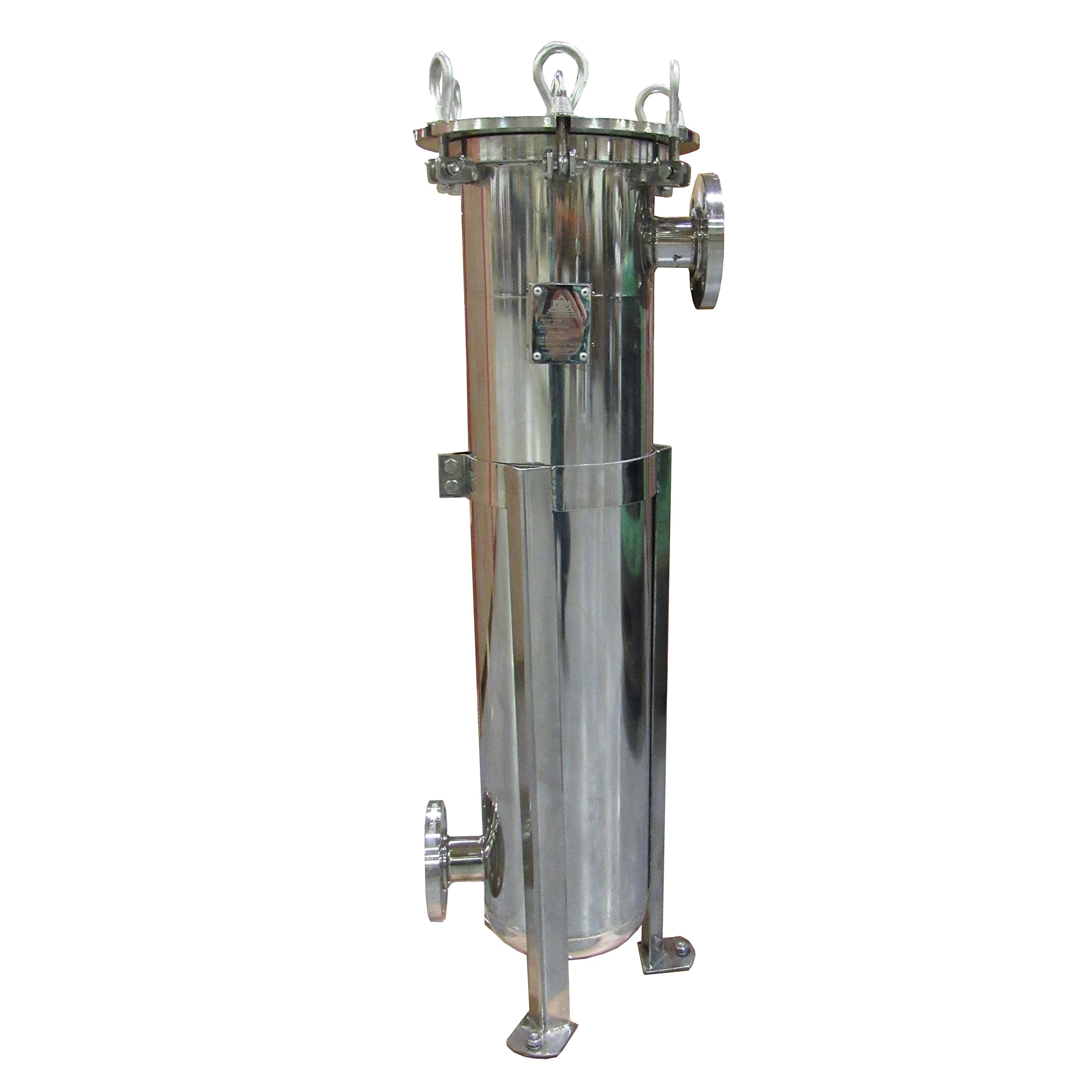 PRM 304 Stainless Steel Bag Filter Housing, #2 Size, 2 Inch Flange Inlet/Outlet, 150 PSI Max. Pressure, Bolt Plate Top