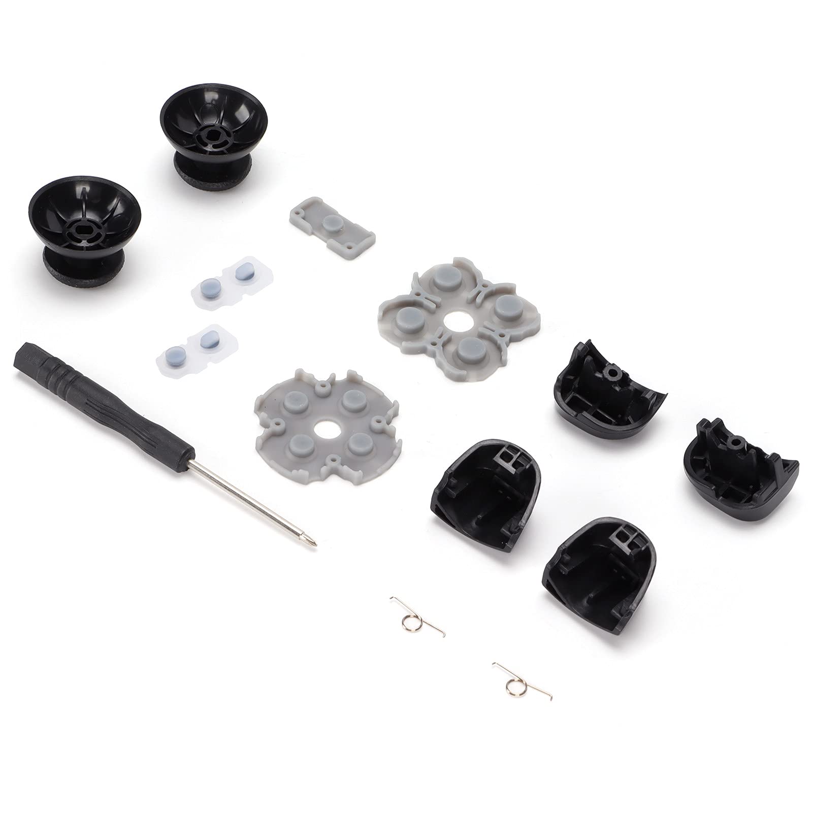 PS5 Controller Replacement Parts Kit for PS5 Handle Conductive Rubber Pad Rocker + 3D Plastic Cap + L12 Replacement Buttons Set Repair Kit