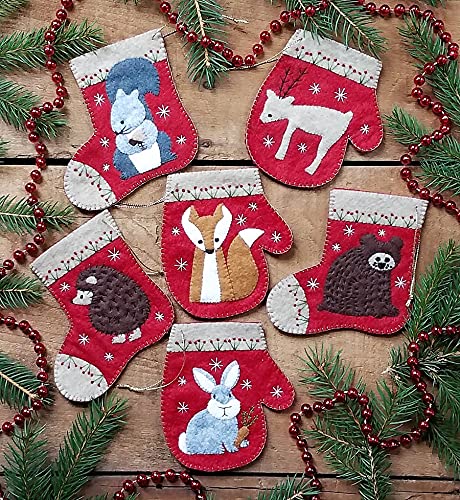 Generic, Christmas Critters Felt Ornament Kit | DIY Wool Stocking Applique from Rachel's of Greenfield, 0919