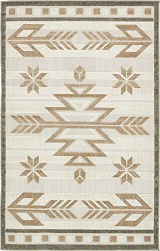 Unique Loom Outdoor Modern Collection Area Rug - Albuquerque (5' x 8' Rectangle, Beige/ Brown)