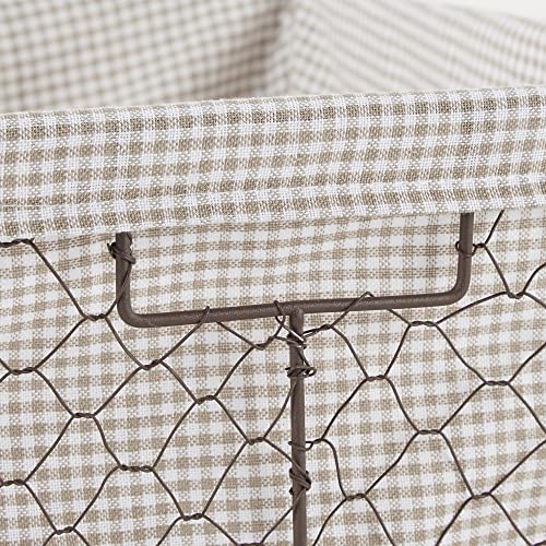 DII Farmhouse Chicken Wire Storage Baskets with Liner, Set of 5, Rustic French Blue, Assorted Sizes, 5 Piece