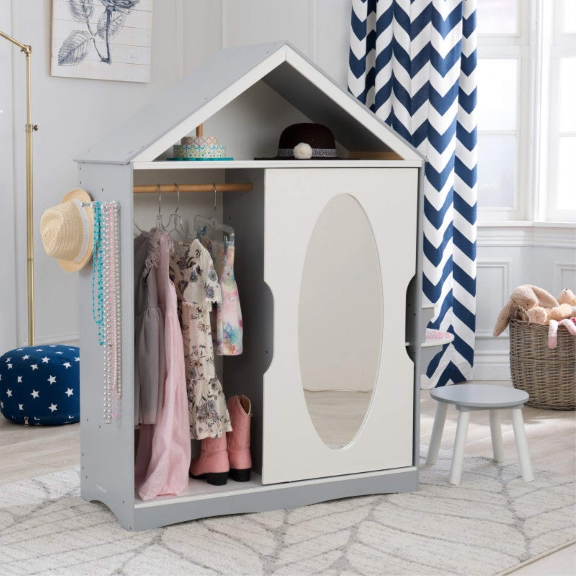 KidKraft Wooden Dress Up Armoire & Vanity with Costume Storage & Mirror, Children's Furniture