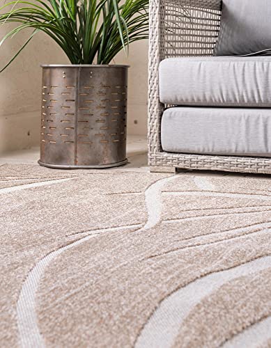 Unique Loom Outdoor Botanical Collection Area Rug - Orlando (5' 1" x 8' Rectangle, Beige/ Cream)