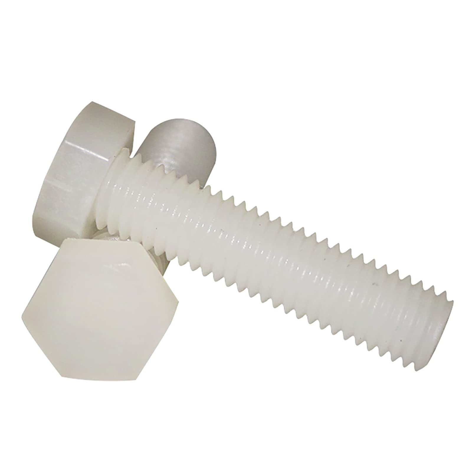 CREULT PA66 Nylon Hex Bolts M12 x 60mm Full Thread Pitch Plastic Male Screws Anti-corrosion Insulation Machine Fasteners White (8pcs)