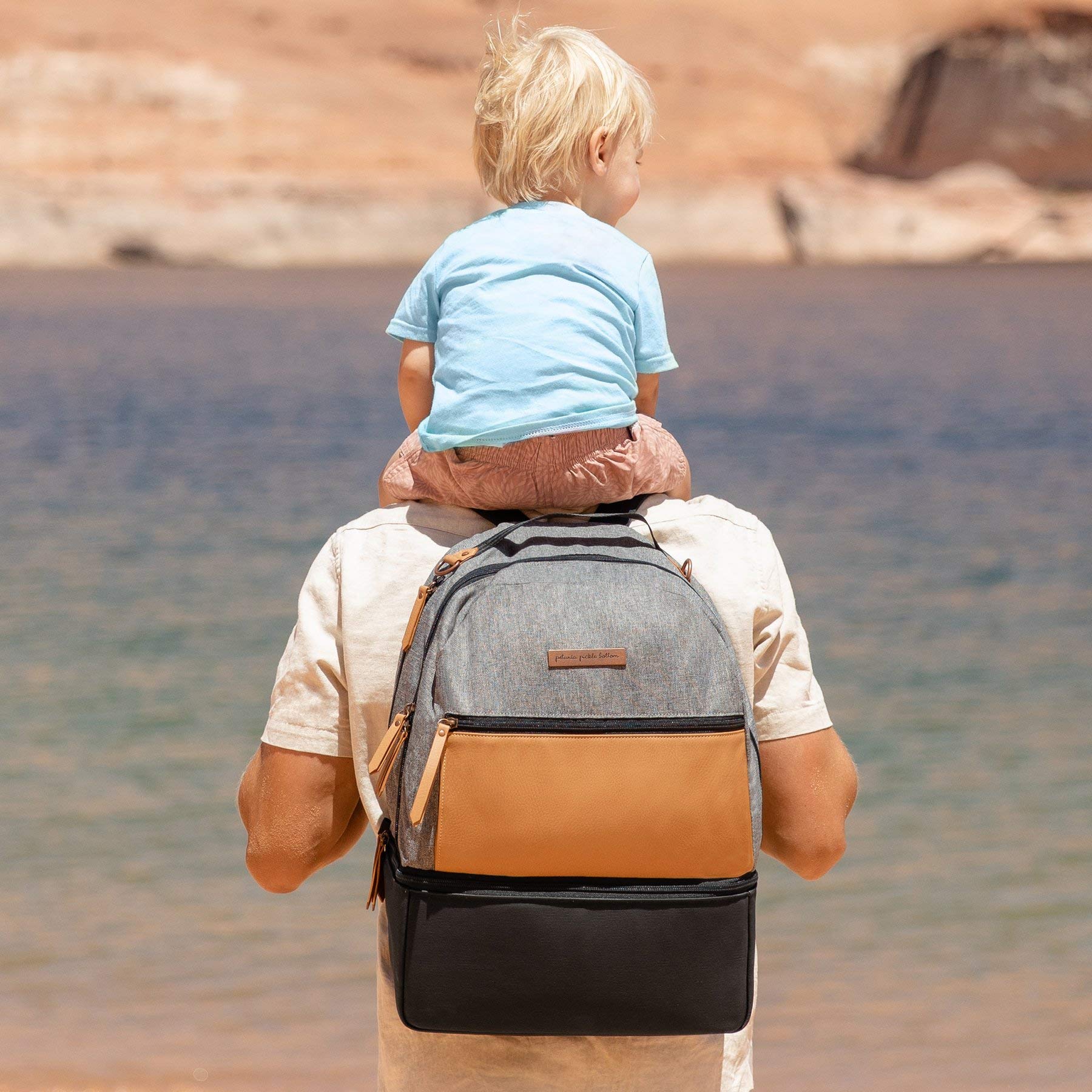 Petunia Pickle Bottom Axis Backpack | Baby Bag | Diaper Bag Backpack | Baby Bottle Bag for Parents | Stylish Baby Bag Organizer| Sophisticated and Spacious Backpack for On The Go Moms | Camel/Graphite