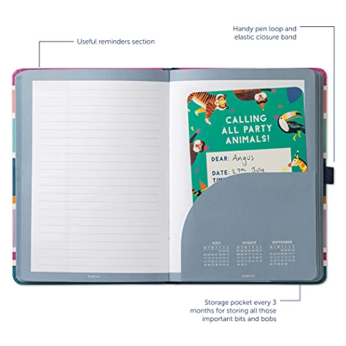Busy B Busy Life Diary January to December 2022 - A5 Stripe Week to View Planner with Dual Schedules, Pen holder and Pockets