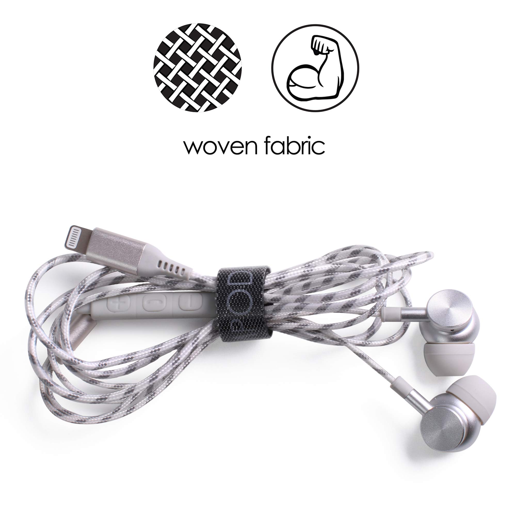 BoomPods Digibuds Lightning MFI Earbuds - Best in-Ear Digital Earbuds with Lightning Connector for iPhone and iPads, Fabric Braided Cable, Sweatproof, with Wired Inline Controls (Titanium)