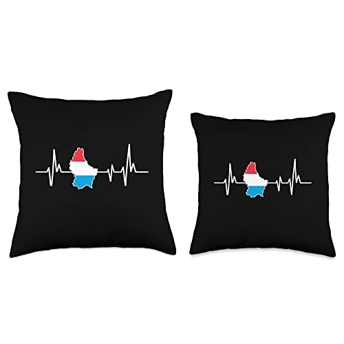 Heartbeat Design Luxembourg Flag Gifts Heartbeat Design Luxembourgish Flag Luxembourg Throw Pillow, 16x16, Multicolor