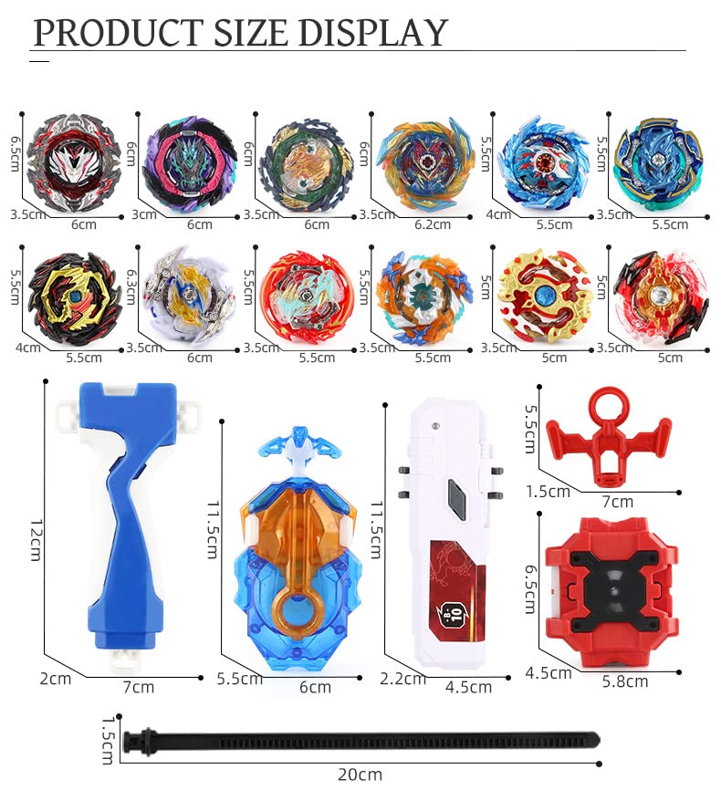 Ruolan Battling Top Metal Fusion Evolution Master Burst Gyro Toys Spinning Tops Set, Combat High Performance Game with 2 Launchers Gift for Children Boys Kids (12PCS)