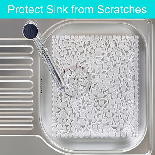Coopay 2 Pack Kitchen Sink Mat Plastic Sink Protect Mat PVC Eco-friendly Kitchen Adjustable Stainless steel/Porcelain Dish Drying Pad Sink Protector for Bottom of Kitchen Sink, 12.6β x 10.5β (Clear)