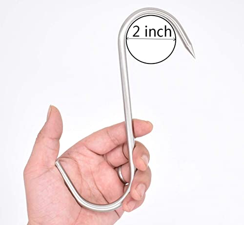 HONSHEN 8 Inch Meat Hook,8mm Heavy Duty S-Hooks Stainless Steel Meat Processing Butcher Hook (Meat Hooks 8inch8mm4p)