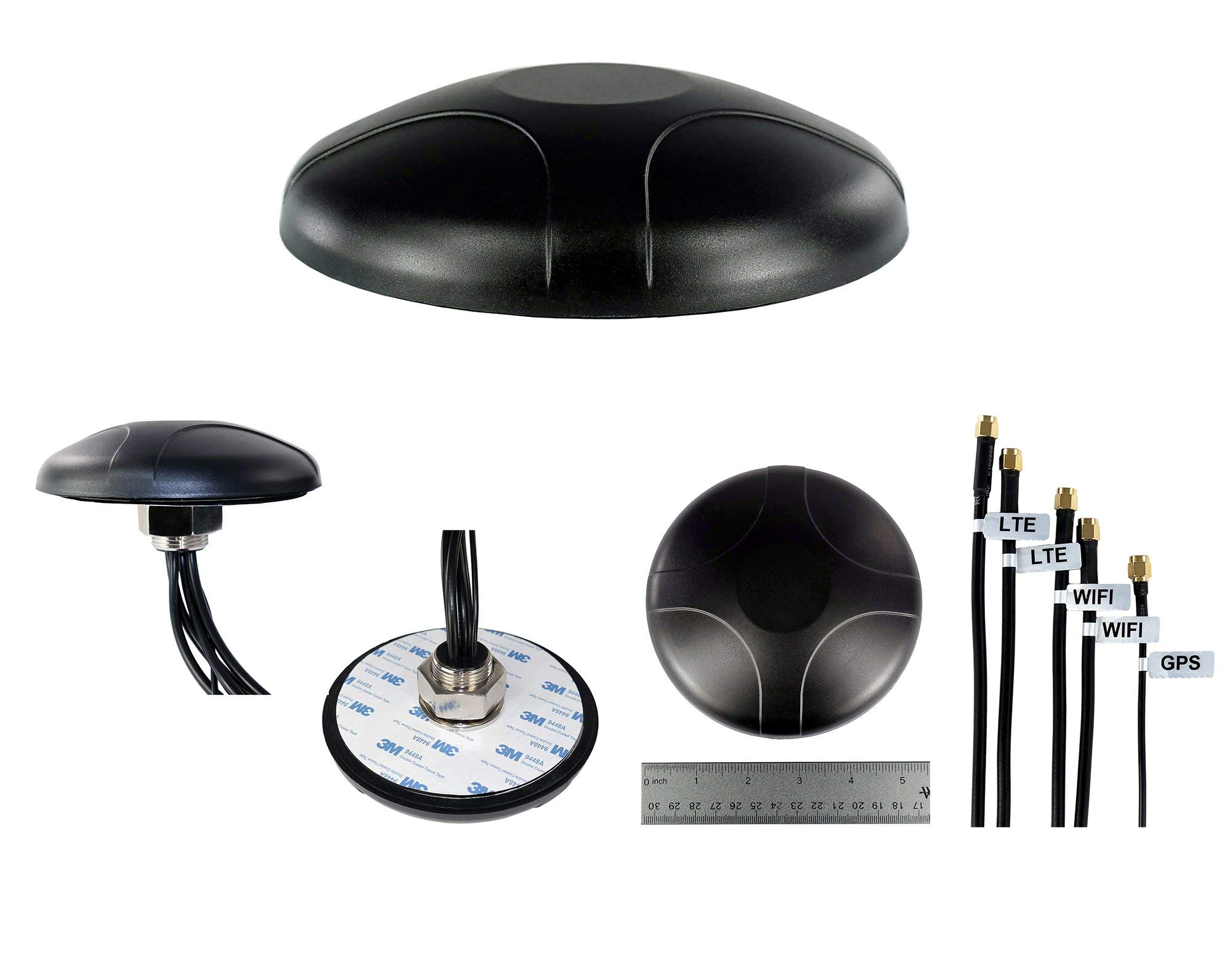 Proxicast 5-in-1 Professional Low-Profile MIMO LTE + Wi-Fi + GPS Screw Mount Combination Vehicle Antenna Compatible with Cradlepoint, Digi, Peplink and Other Modems/Routers (ANT-500-221)