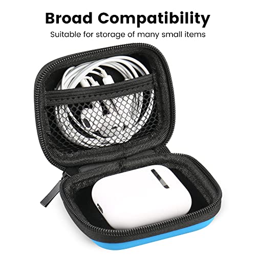 Earphone case, RISETECH Earbud Carrying Case Holder Hard EVA Headphone Small Zipper Pouch Compatible with Beats Fit Pro, TOZO A1, Bose Soundsport, EarPods, AirPods, Sony Wired Earbuds with Clip -Blue