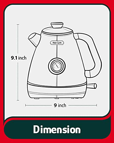 Hazel Quinn X Eduardo Recife Collaboration Electric Kettle with Thermometer - 1.7 Litres / 57.5 Ounces Retro Tea Kettle, All Stainless Steel, Fast Boiling 1200W, Cordless, BPA-free, Automatic Shut-Off