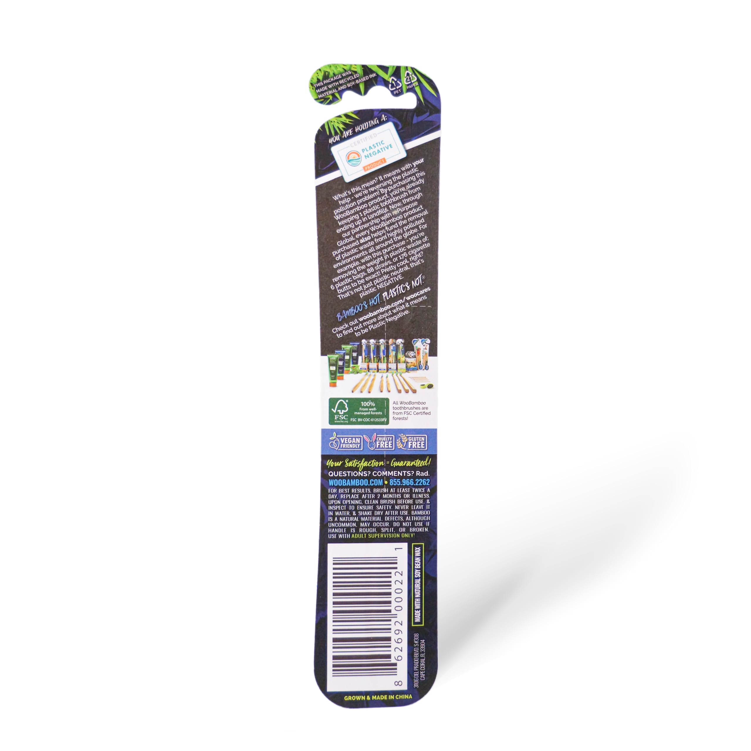 Woobamboo! Adult Super Soft Bamboo Toothbrush, Made From Sustainable Bamboo, Plastic Negative (Pack of 1)