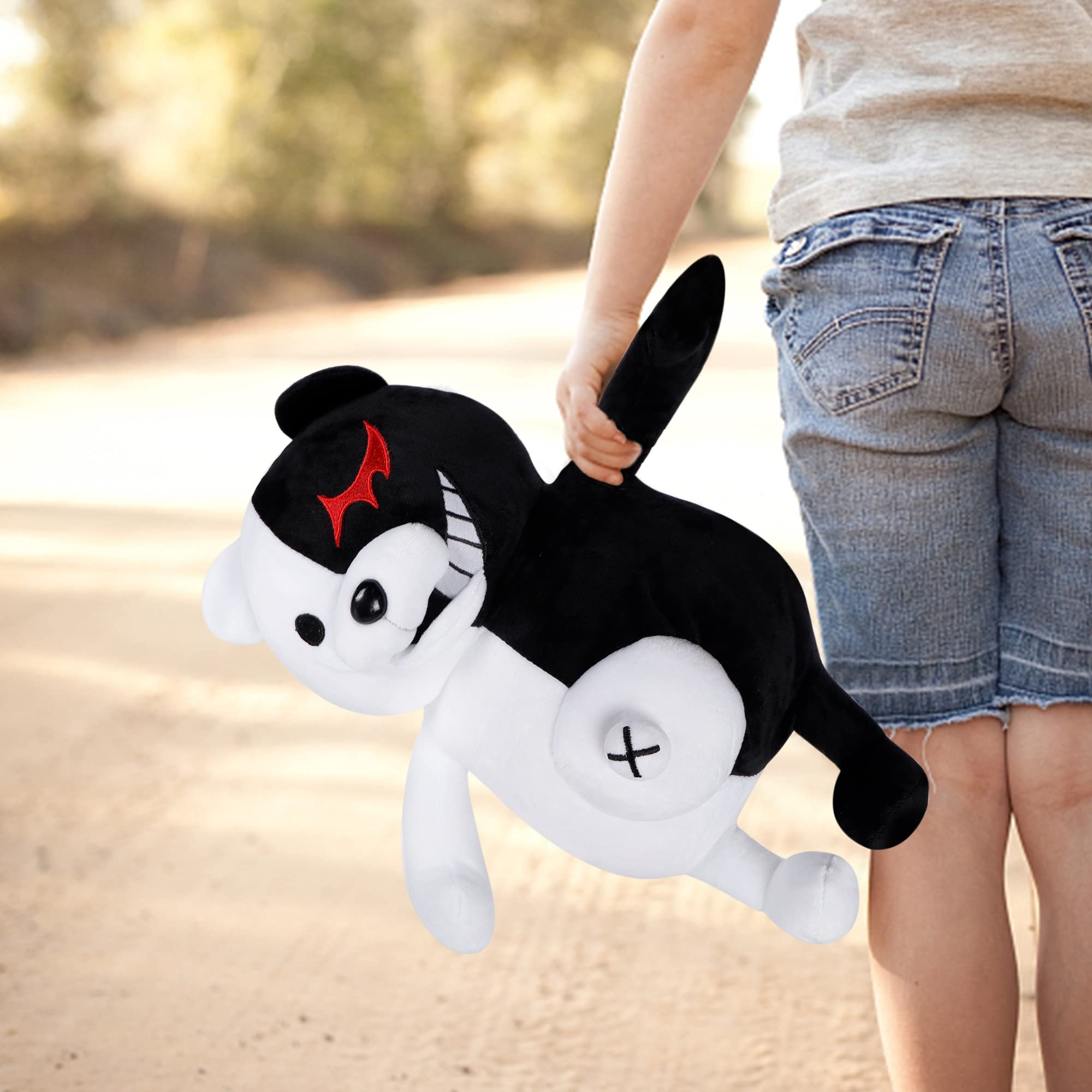 Cllayees Black White Bear, 40cm Monokuma Bear Plush Doll, Stuffed Bear Pillow Toy for Boys Girls Birthday Party Home Decor