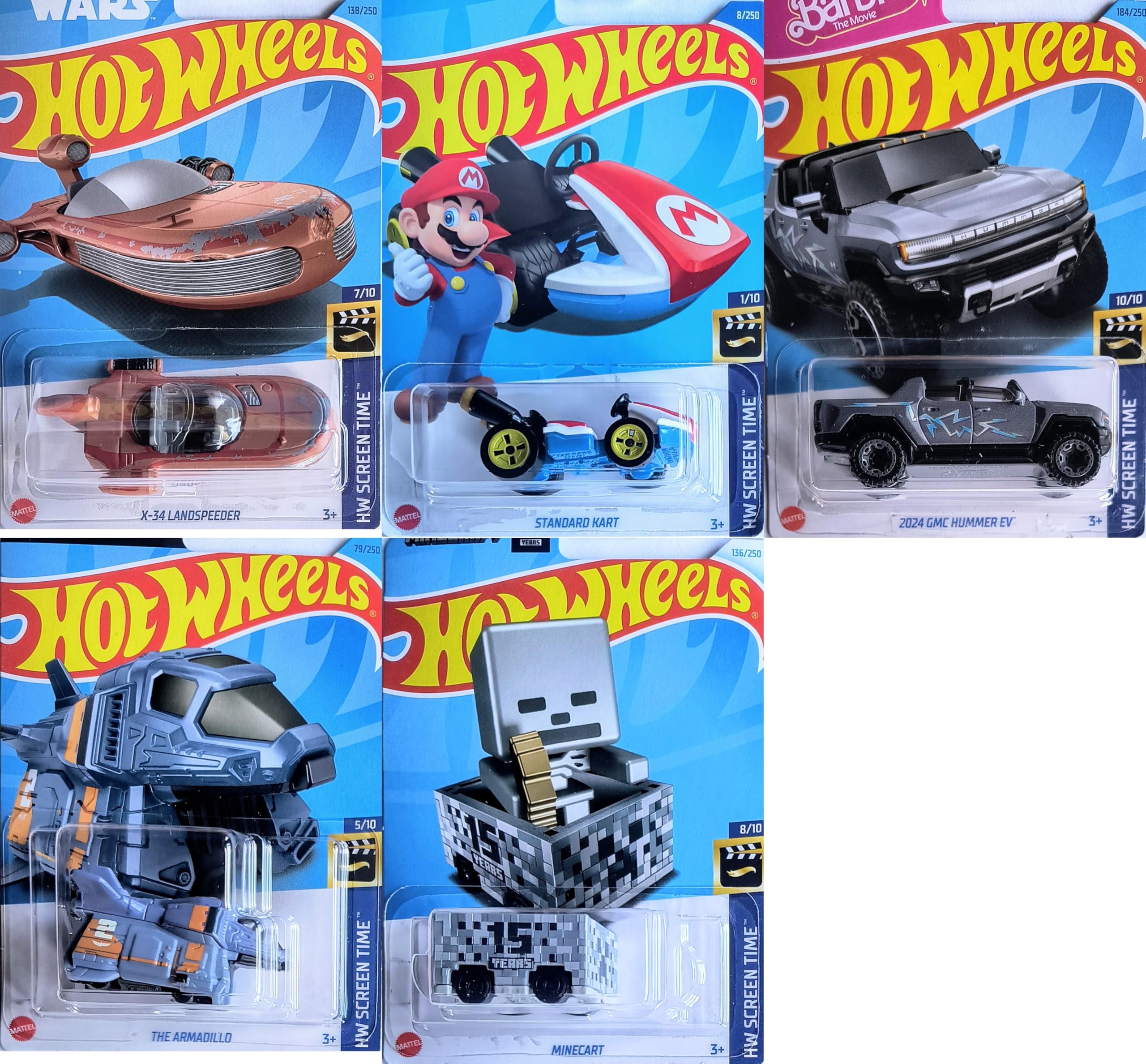 Hot Wheels HW Screen Time 5 Car Bundle Set Version 2