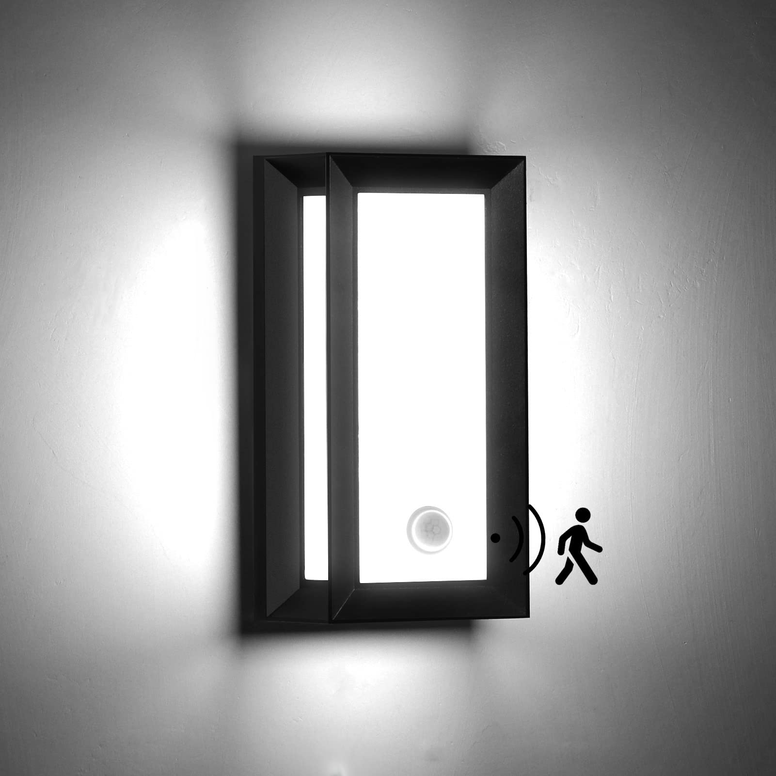 Phenas 18W Motion Sensor LED Wall Light Outdoor Dusk to Dawn Light Sensor LED Wall Sconce Light Waterproof LED Wall Lamp for Patio Porch Courtyard Garden Backyard Villa, Cold White