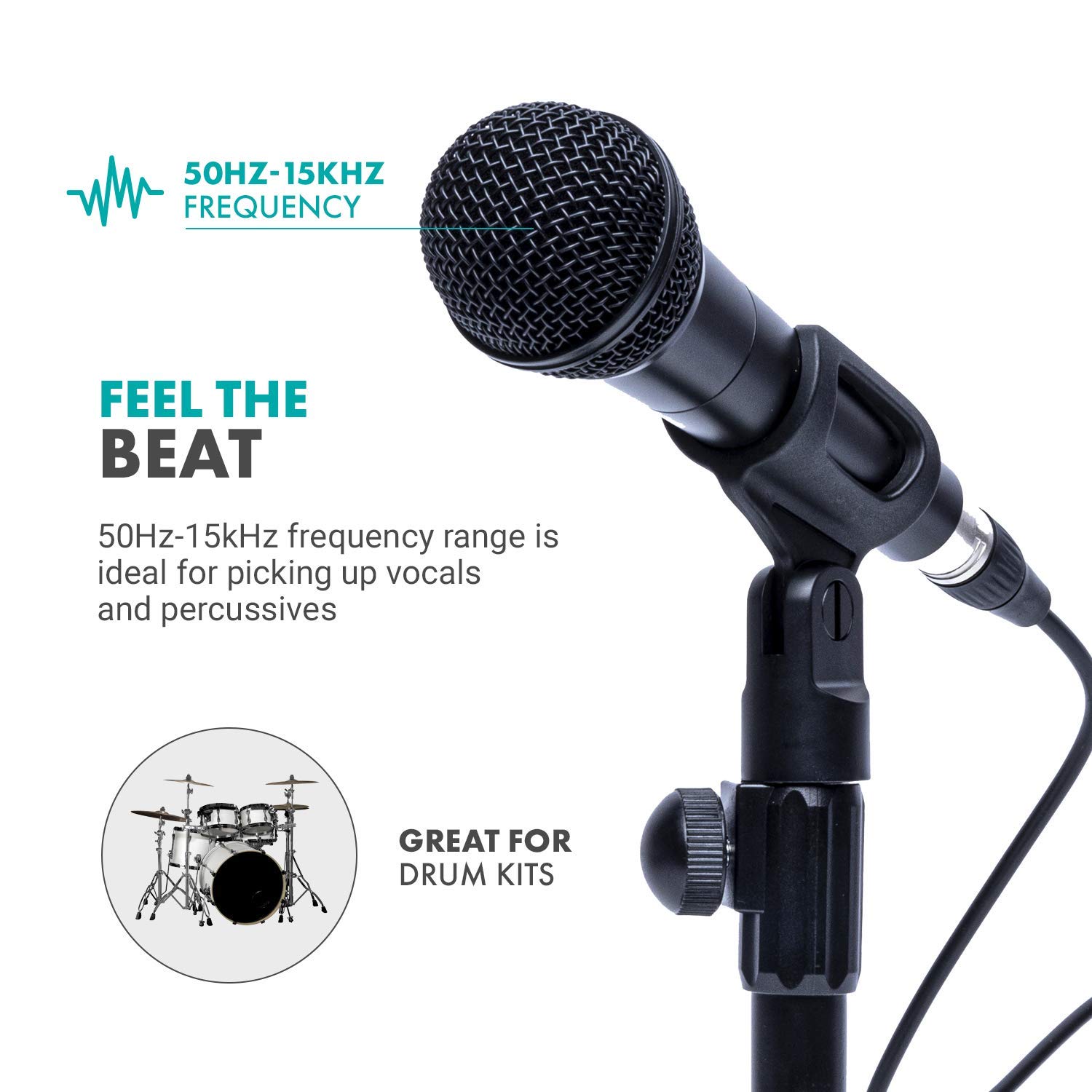Movo HV-M5 Dynamic Cardioid Vocal Microphone with Internal Shockmount and Windscreen - XLR Compatible Dynamic Microphone with 6.35mm Adapter - Professional Microphone for Singing and Recording