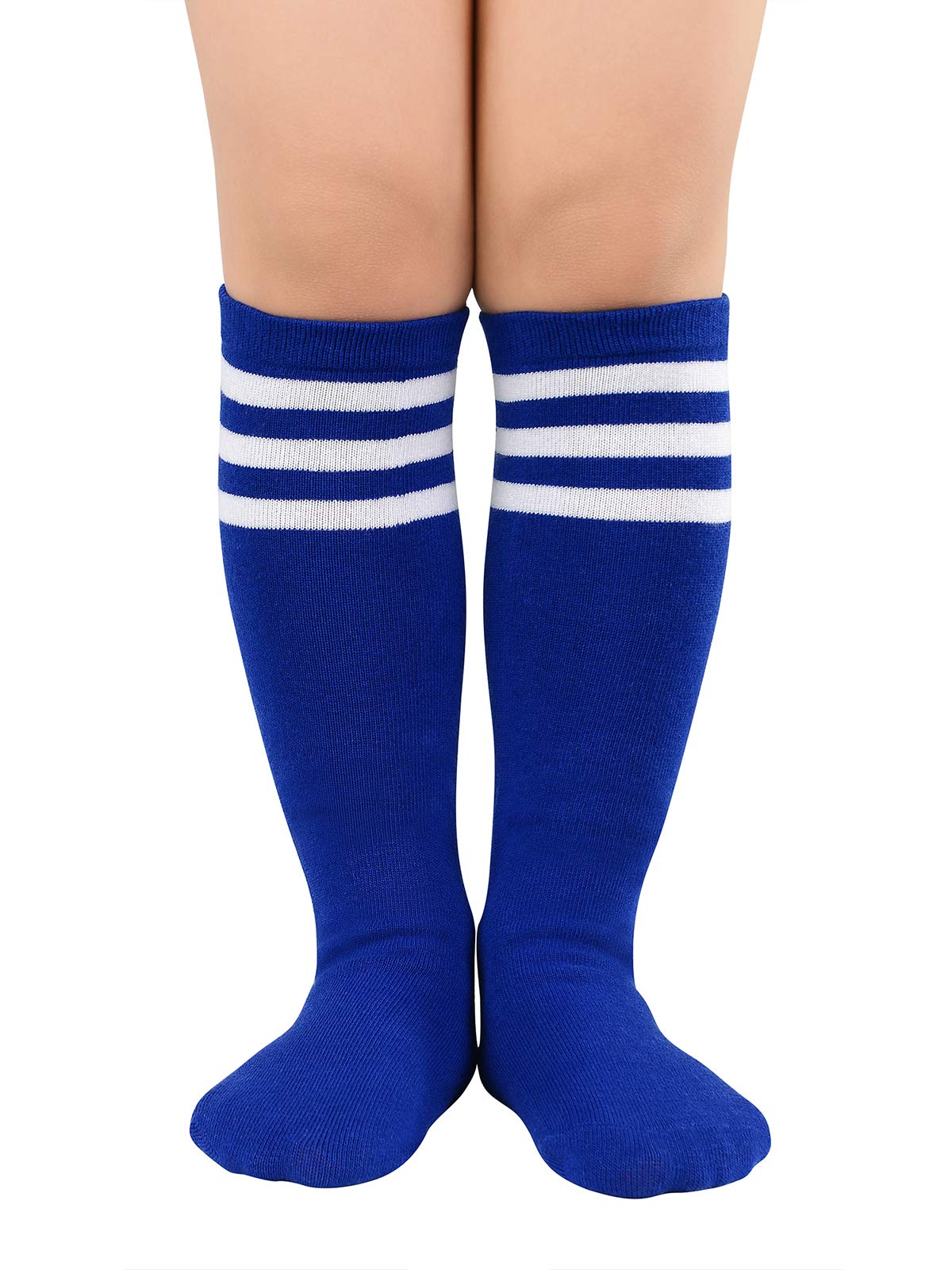 Kids Soccer Socks Toddler Knee High Tube Socks Three Stripes Cotton Uniform Sports Stocking Kids Visor Cap