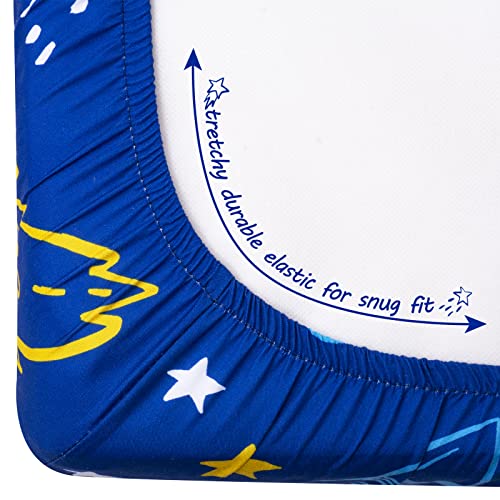 Cloele 2 Piece Toddler Sheet Set - Rocket Kids Toddler Bedding Set - Includes Fitted Sheet and Reversible Pillowcase - Polyester Breathable Soft Baby Bedding Sheet & Pillowcase Set for Boys