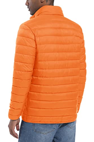 MAGCOMSEN Puffer Jacket Men Packable Down Jacket Lightweight Winter Coats Waterproof Insulated Jacket Orange M