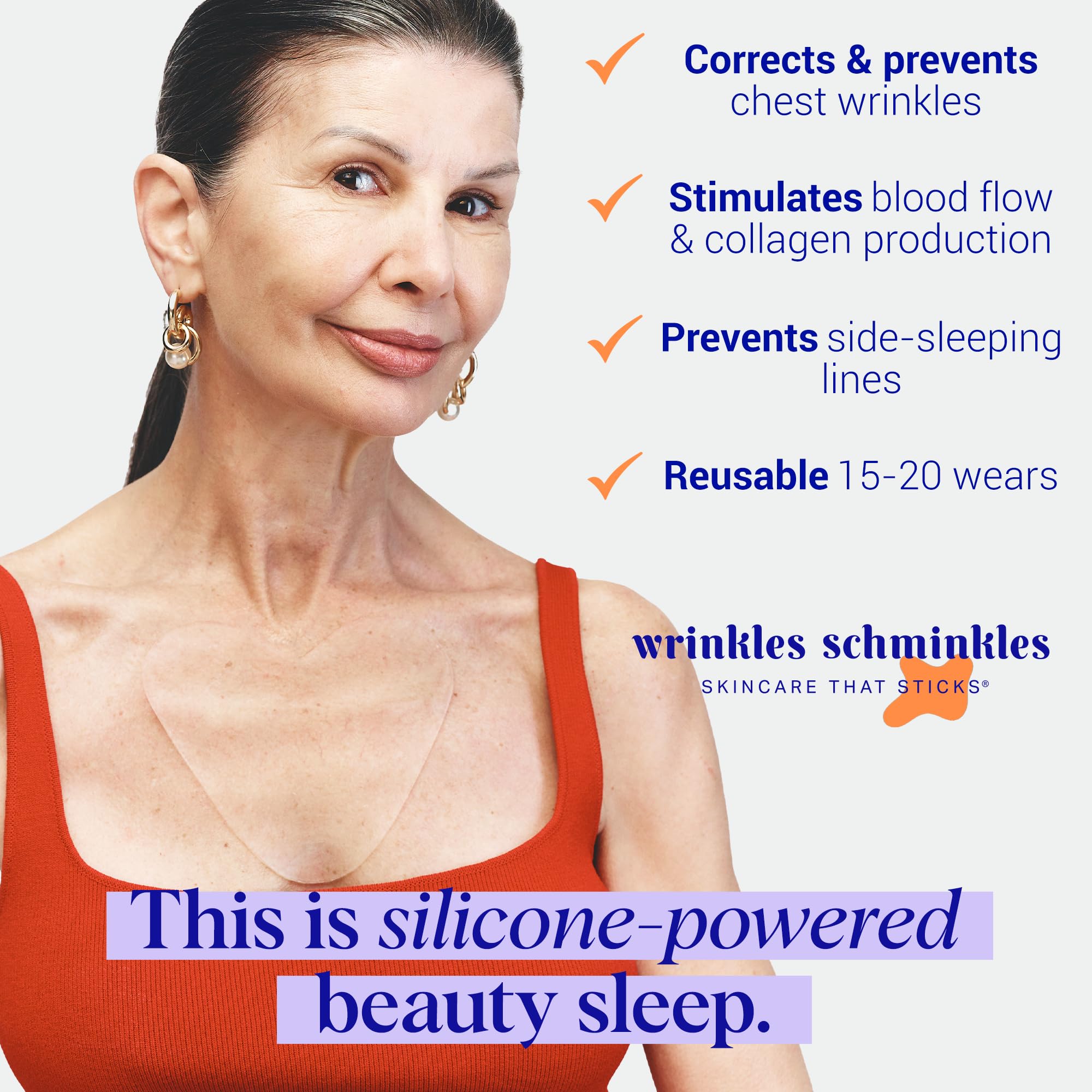 Wrinkles Schminkles Chest Wrinkle Patch - Reusable Silicone Smoothing Pads for Cleavage & Body, Reduce Wrinkles & Stretch Marks, Sensitive Formulated, Secret to Radiant Skin (1 Pack)