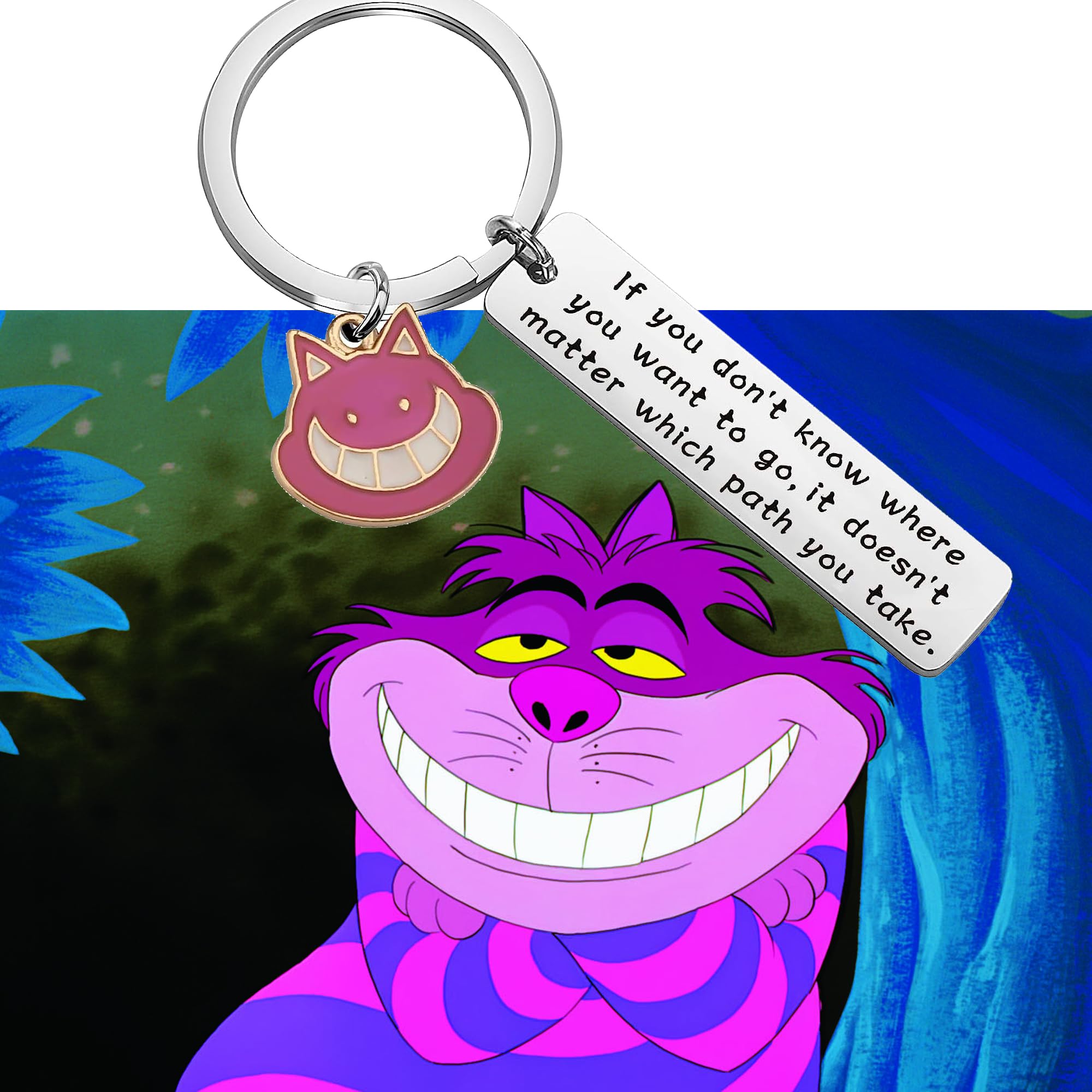 BAUNA Alice Keychain with Cartoon Pink Cat Gift for Graduates BFF