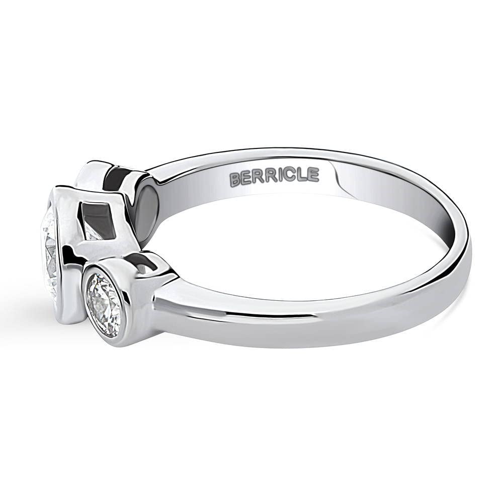 BERRICLE Sterling Silver 3-Stone Wedding Engagement Rings Round Cubic Zirconia CZ Anniversary Promise Ring for Women, Rhodium Plated Size 5