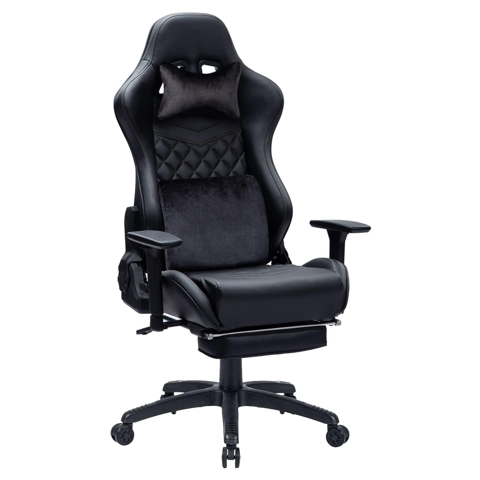 Blue Whale Massage Gaming Chair for Adults, 350LBS Office Chair with Retractable Footrest, Adjustable Armrest, Classic PU Leather Big and Tall Ergonomic Computer Chair