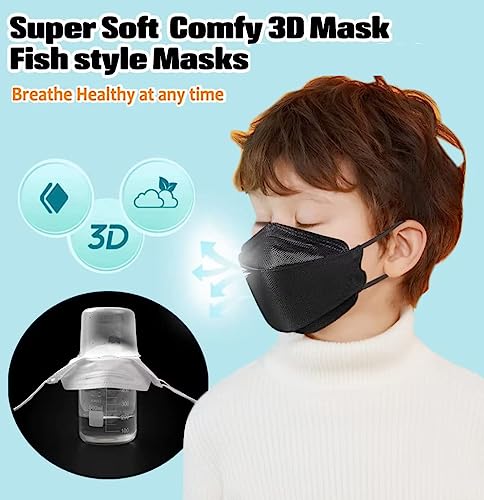 Disposable Face Masks for Kids, KF94 Masks, 4 Layer Face Masks,Black Masks, 50 PCS