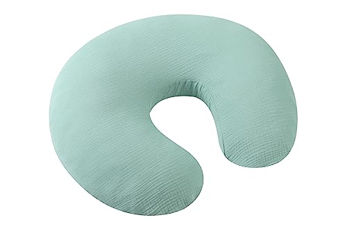 Muslin Nursing Pillow Cover Soft 100% Cotton Feeding Pillow Slipcover Fits Standard Infant Nursing Pillow or Positioner for Boy and Girl, Green