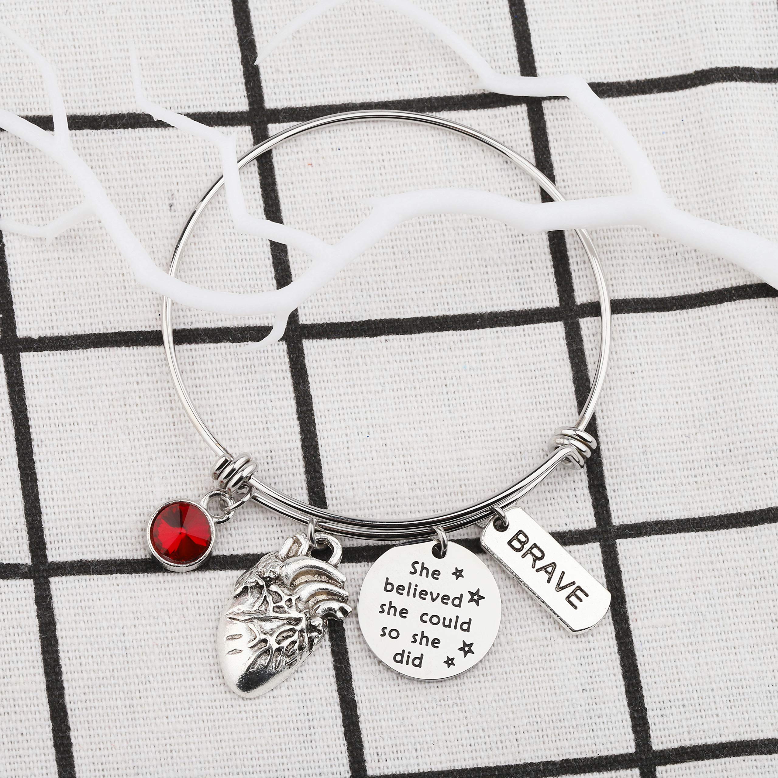 BAUNA CHD Awareness Jewelry CHD Gift She Could So She Did Bracelet Heart Disease Awareness Gift for Cardiologist Doctor Nurse (CHD Awareness Jewelry)