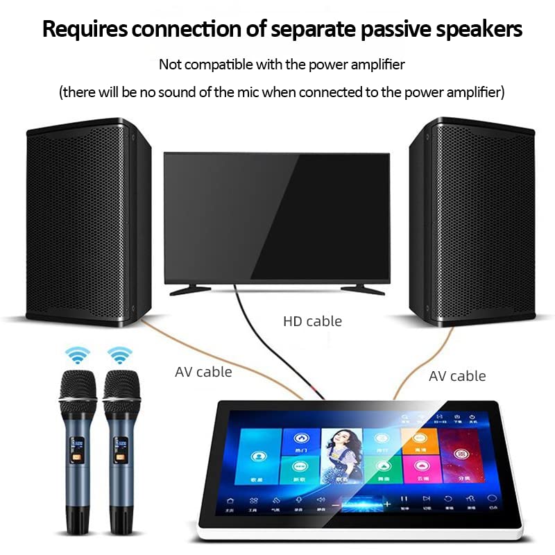 Blume 18.5” 5 in 1 Chinese Karaoke Machine, 4K Led Touch Screen, Bluetooth & App Control Karaoke Singing Player with Reverb 2 Wireless Mic, YouTube Movie Online Update (4T)