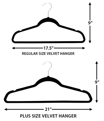 Home Expressions 21" Extra Wide, Plus Size, 20 Pack Premium Velvet Hangers 21"x9" … (Ivory)