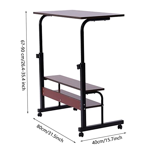 HOOMTLSY Mobile Laptop Desk (15.74''x31.49) Adjustable Standing Desk Portable Laptop Computer Desk with Wheels Rolling Desk Sofa Bed Side Table Couch Computer Desk for Home Office Classroom