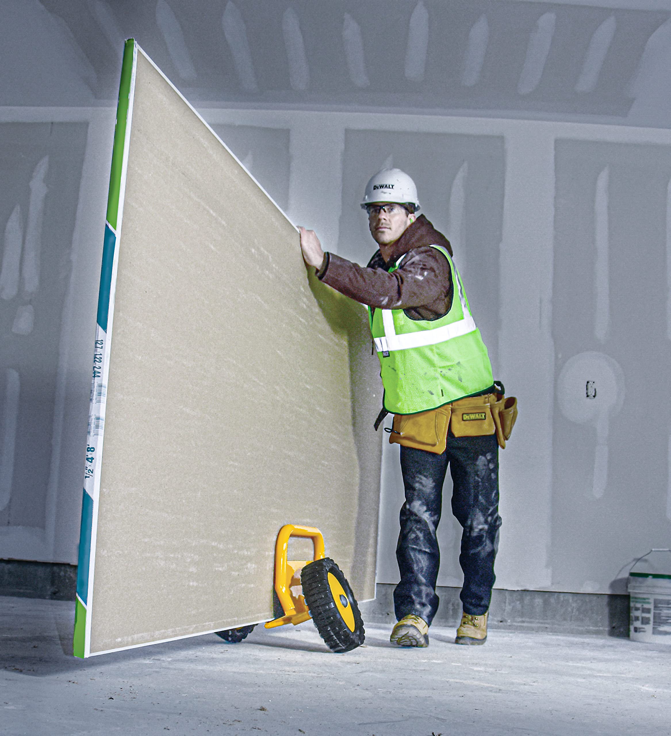 Dewalt Door Dolly Panel Mover, 1,200-Pound Weight Capacity, up to 3.13-Inches Width Capacity, 12-Inch No-Flat Wheels, Move Sheetrock, Plywood, OSB, Doors and More (DXWT-PS200)