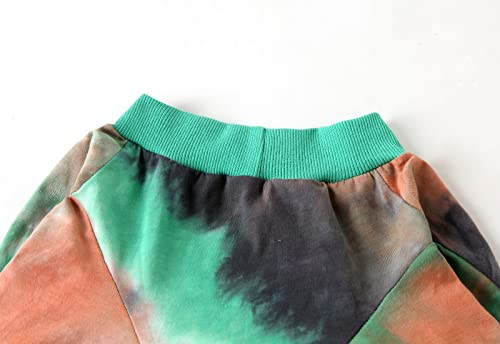 PriPre Dog T Shirt Striped Tie Dye Dog Clothes for Large Dogs Breathable Stretchy Cotton Clothes Dog Pajamas (GreenOrange, Medium)