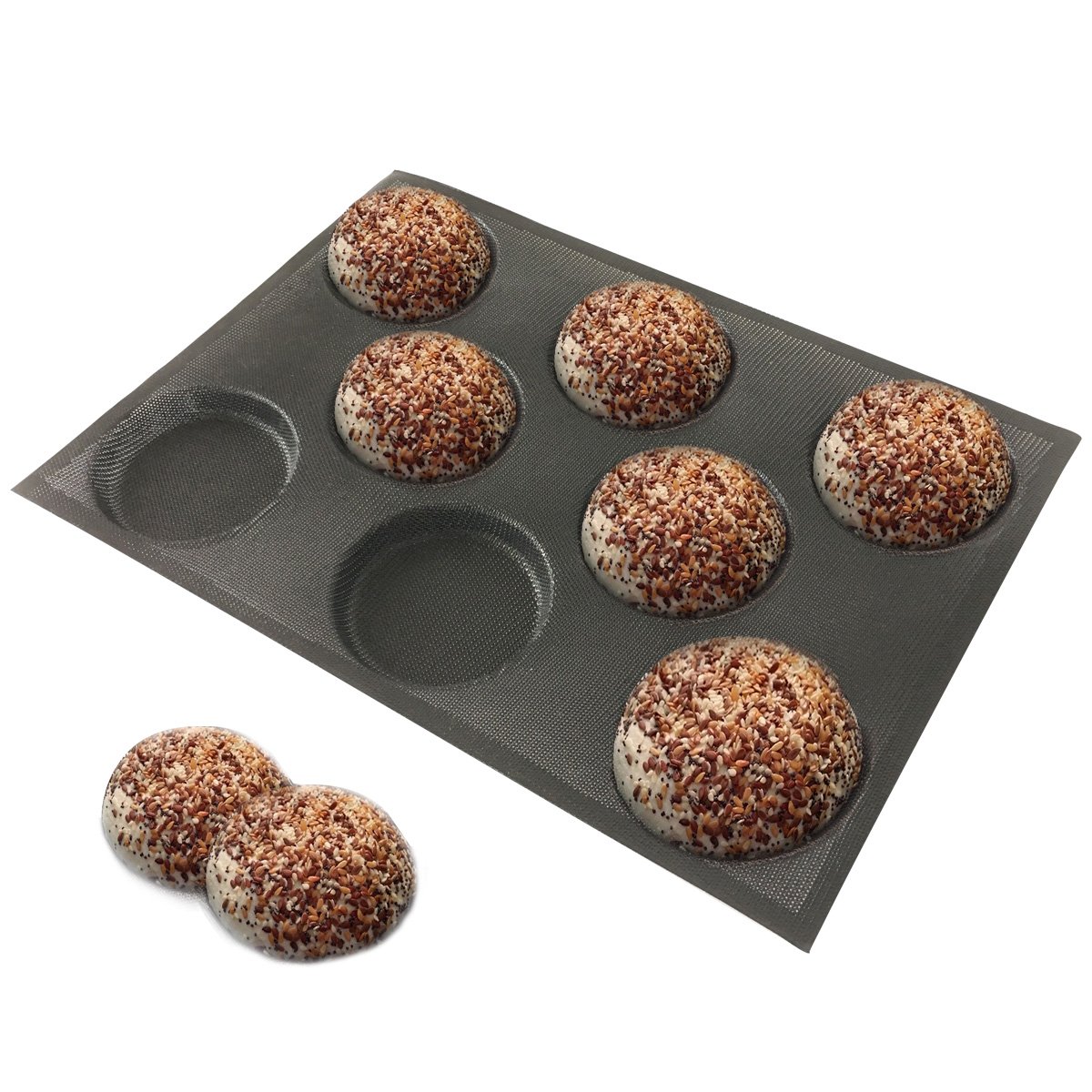 Bluedrop Silicone Hamburger Bread Forms Perforated Bakery Molds Non Stick Baking Sheets Fit Half Pan Size