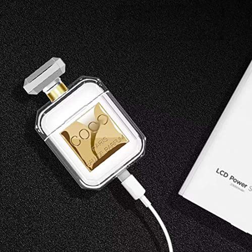 heenhdfd AirPod 1&2 Case Perfume Bottle Design with Cute Keychain and Fur Ball Soft Silicone Shockproof Creative AirPod 1&2 Case Cover for Girls and Women (sck 1&2 Perfume Bottle)