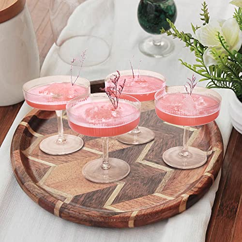 Montex 6 Pcs Ribbed Coupe Glasses, 7.5 oz Classic Vintage Cocktail Galssware, Pefect for Cocktail, Champagne and Gift