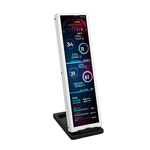 Cryfokt 8.8 Inch Computer Temp Monitor, AIDA64 IPS Theme Editor PC Temperature Display, 1920x480 Auto Off USB Power Multifunction PC CPU Data Monitor for GPU RAM Time Internet Speed, Date