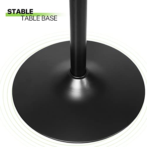 Magshion 23.5'' Round Pub Table, 360 Degree Swivel Cocktail Bar Table with Black Leg, Adjustable Height Range 27.5"-36" for Living Room Kitchen (Brown)