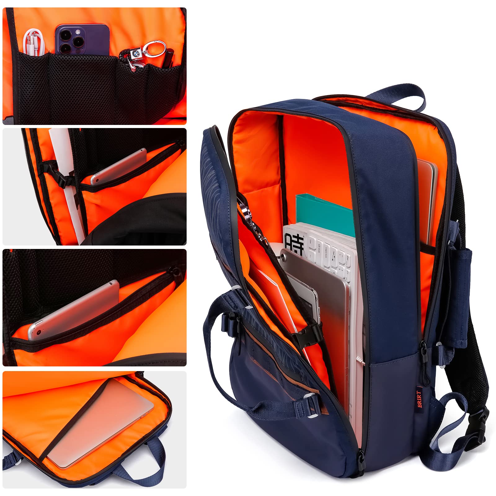 BRIRT Carry on Backpack, Large Flight Approved Travel Backpack for Men & Women, Luggage Backpack Suitcase with Outdoor Reflective, Business Daypack Weekender Casual Backpack for 17 Inch