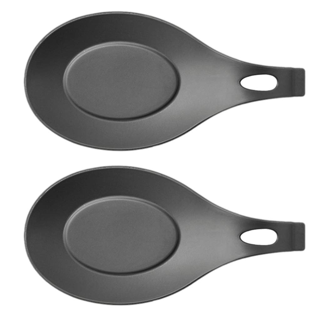 Cabilock 2pcs Silicone Spoon Mat Cooking Spoon Holder Metal Spoon Rest Soup Ladle Holder Large Spatula Holder Cutlery Rest Chopstick Silicon Utensils Tablespoon Silica Gel Food Grade
