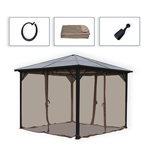 Garden lucky Replacement Gazebo Mosquito Netting 4 Panels for Patio Garden Backyard (12'x12', Brown, Only Netting)