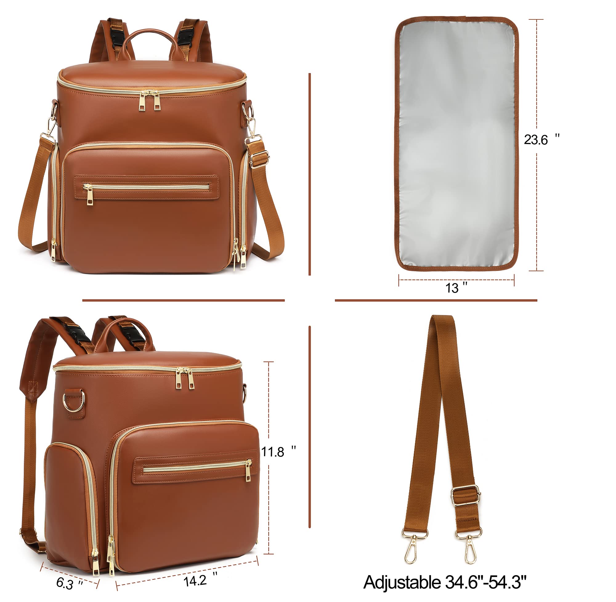 KINDDOG Breast Pump Bag, Diaper Tote Bag with Laptop Sleeve Fit Most Breast Pumps Like Medela, Spectra S1,S2, Evenflo (Brown)