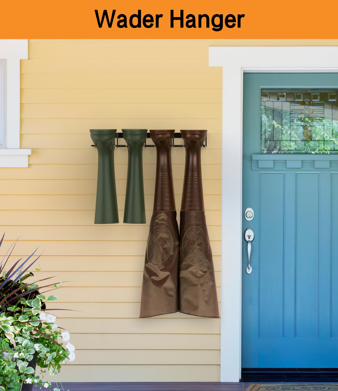 DegMongee Wader Hangers - 4 Pair Hanging Boot Rack - Great for Work Boots, Cowboy Boots, and Waders - Garage Shoe Storage - Shoe Organizer for Entryway