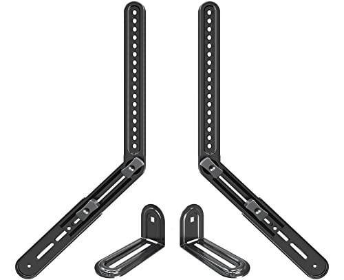ELIVED Soundbar Mount Bracket Mounting Above or Under TV Tool-Free Knob Adjustable with Detachable Extension Arms, Universal TV Mounting Hardware Kit Includes M4 M5 M6 M8 Screws